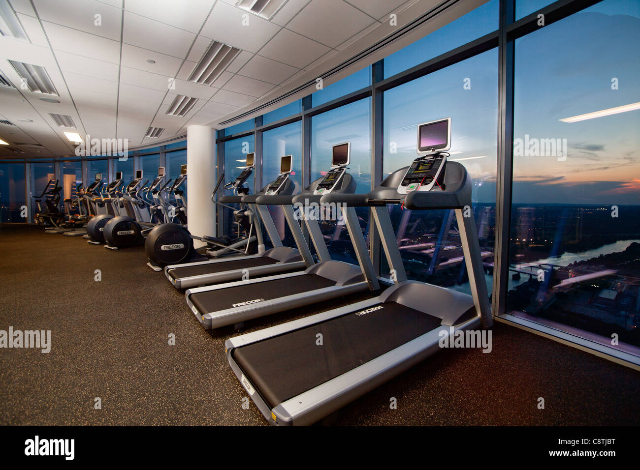 Exercise gym facility in a luxury highrise in Austin, Texas during ...