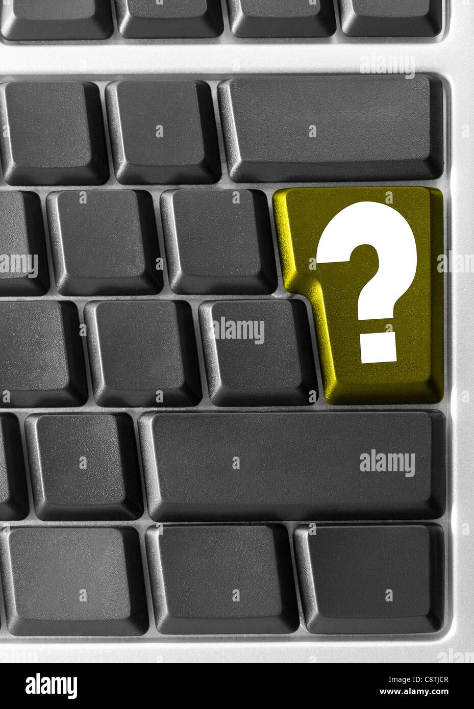Close-up of Computer keyboard, with yellow "Question" key Stock Photo ...
