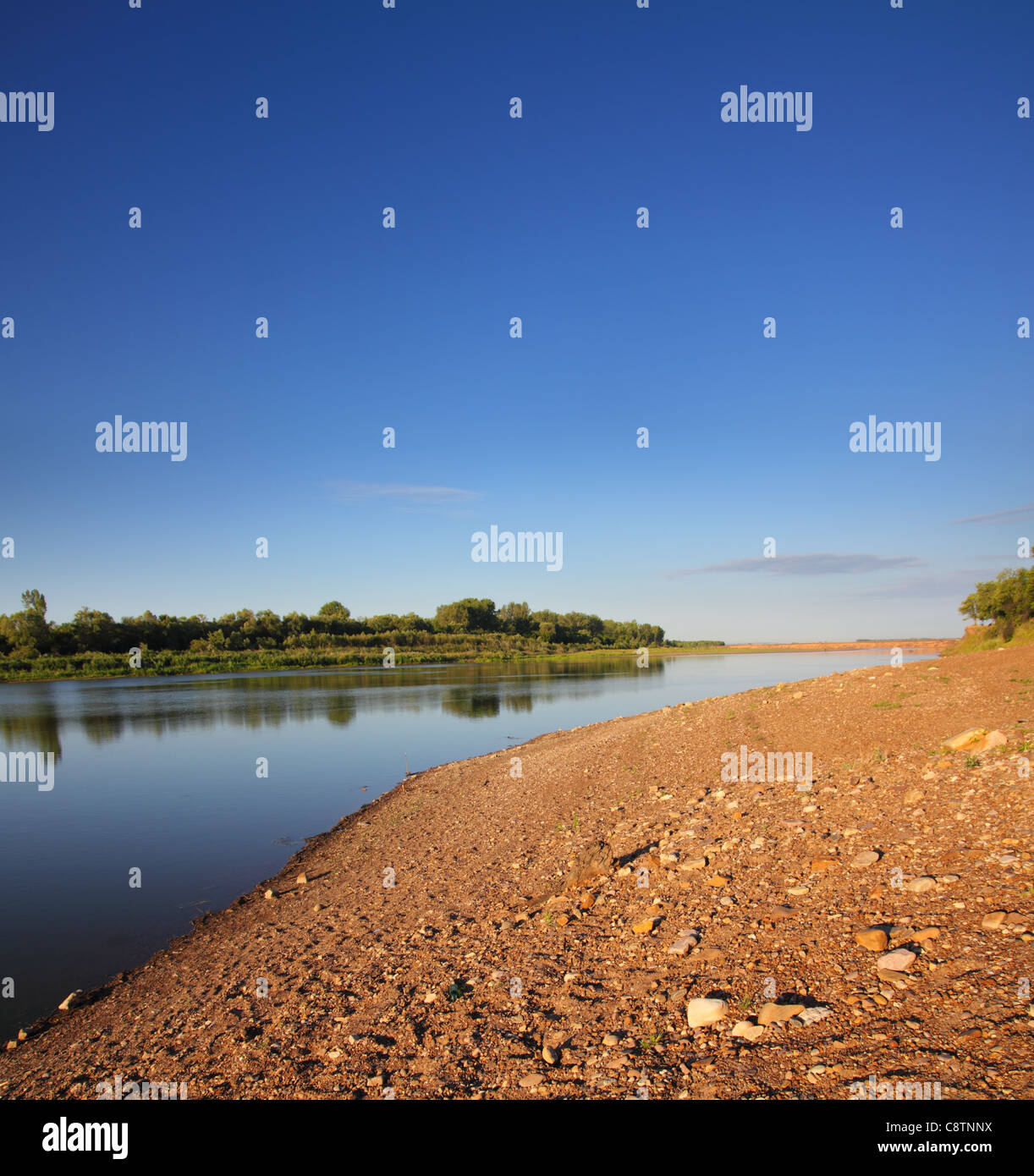 summer landscape with river and sand beach Stock Photo - Alamy