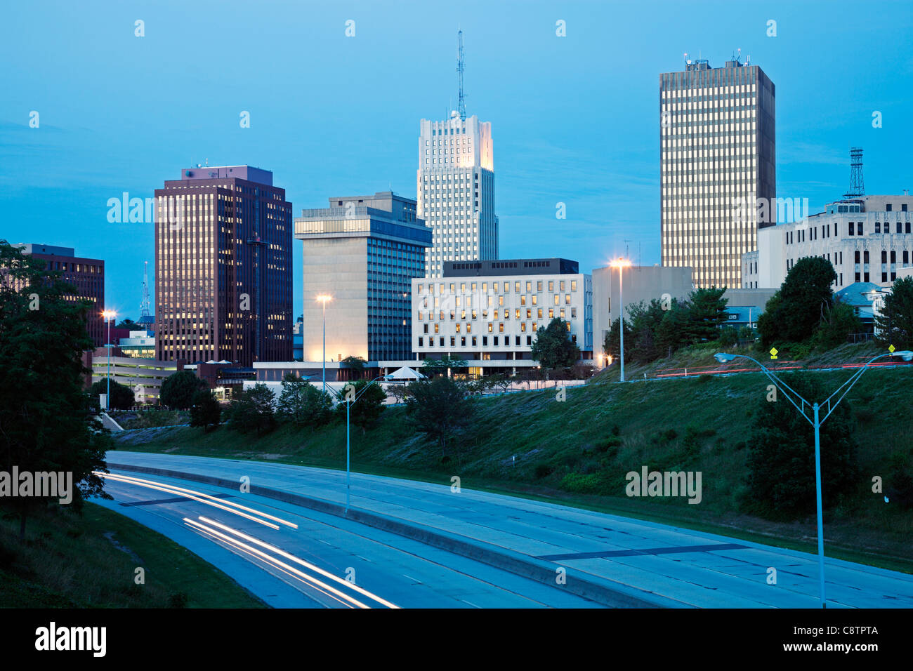 USA, Ohio, Akron, Skyline at dusk Stock Photo - Alamy