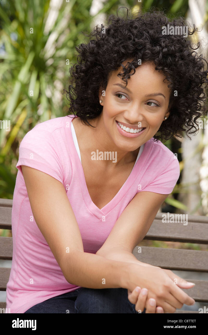 USA, California, Los Angeles, Portrait of young woman smiling Stock ...