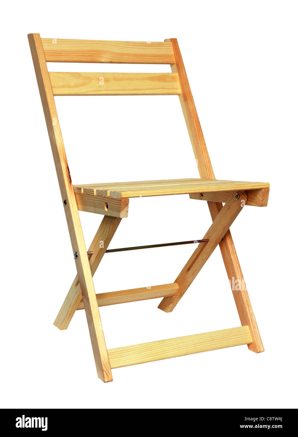 wooden folding chair isolated on white background Stock Photo - Alamy