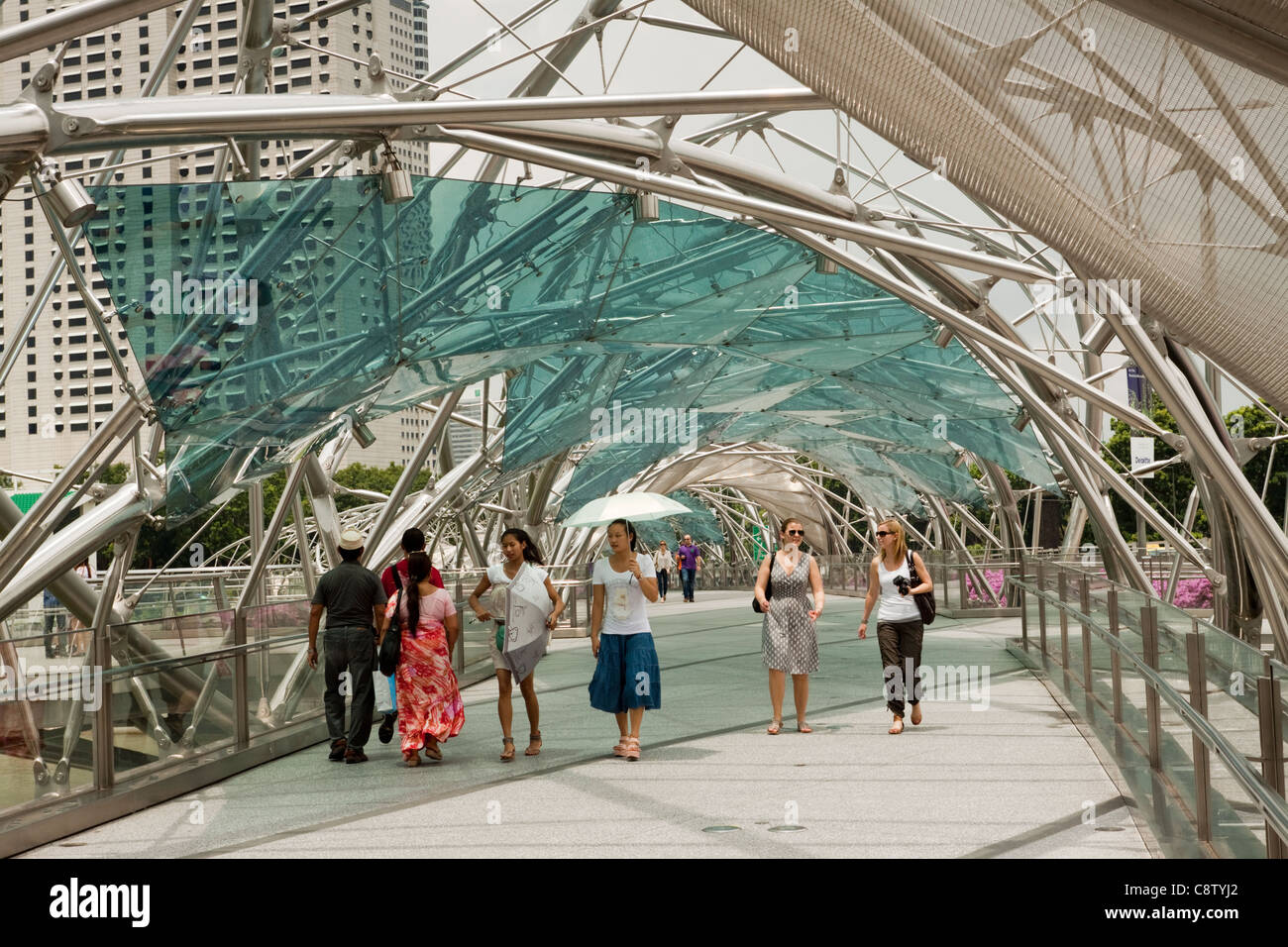 The Helix bridge, the world's first curved double helix bridge ...