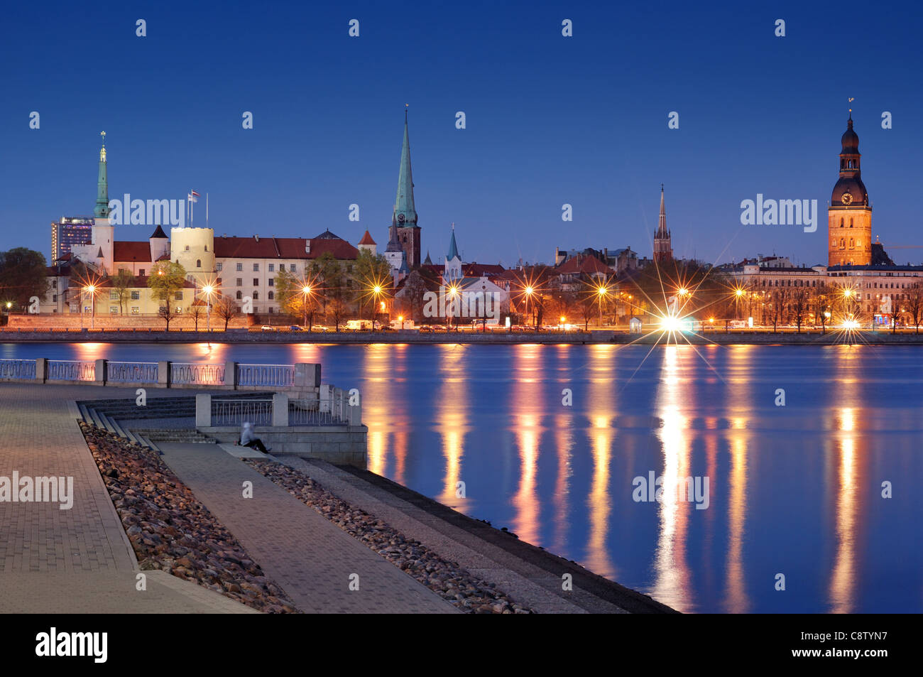 Quay of Daugava river in Riga, Latvia Stock Photo - Alamy