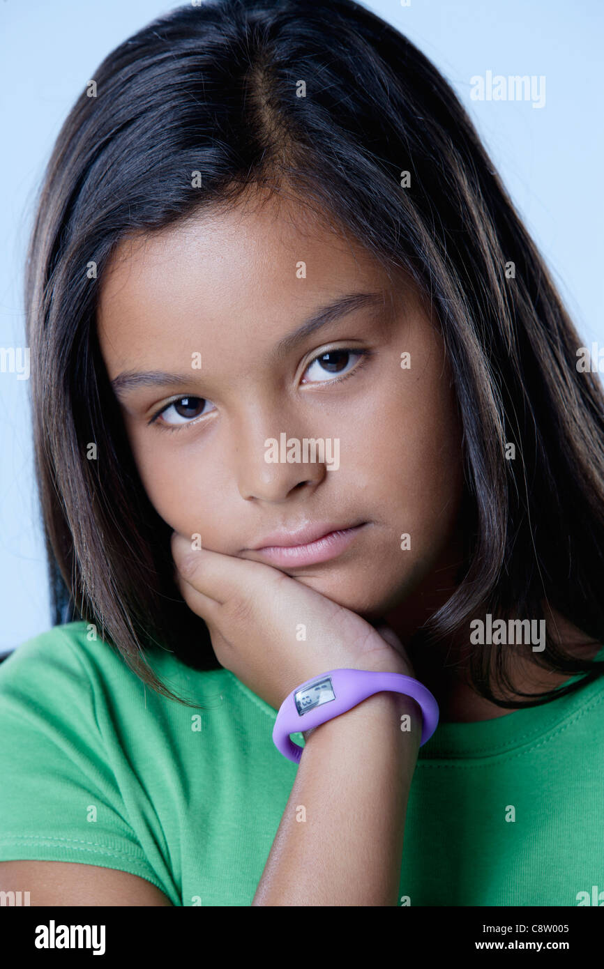 Studio portrait of sad girl Stock Photo - Alamy