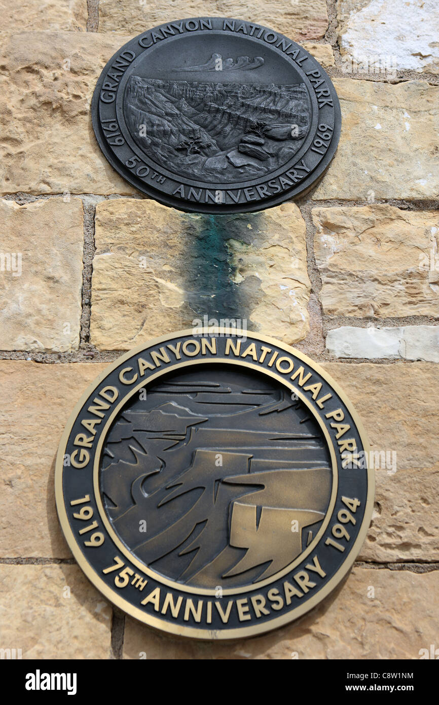 Grand Canyon National Park plaques commemorating the 50th and 75th ...