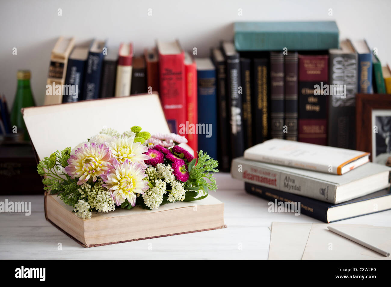 Flowers With Books Stock Photo - Alamy