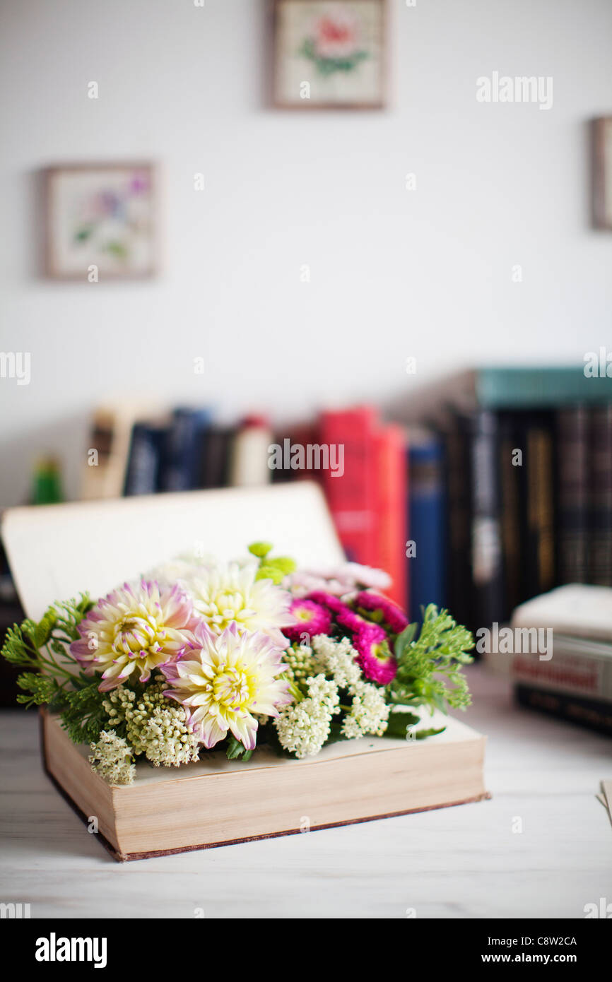 Flowers With Books Stock Photo - Alamy