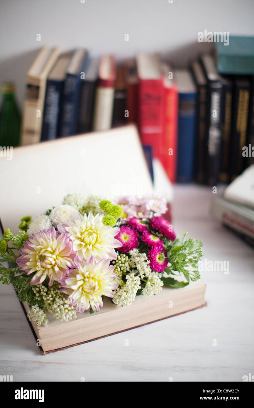 Flowers With Books Stock Photo - Alamy