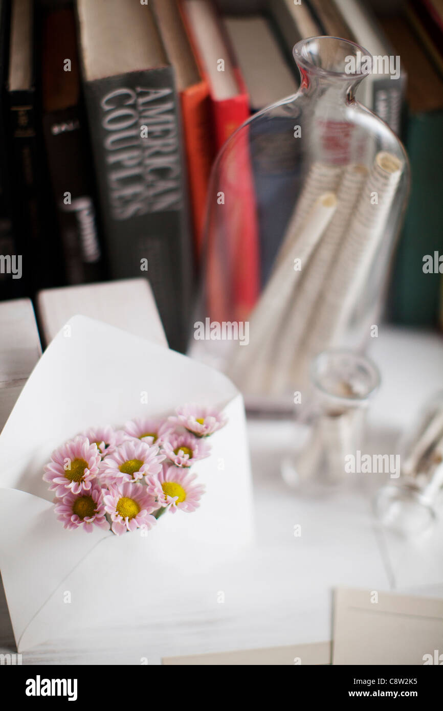 Flowers With Books Stock Photo - Alamy