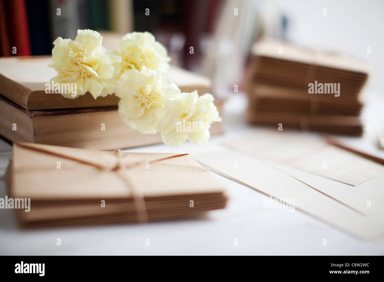 Flowers With Books Stock Photo - Alamy