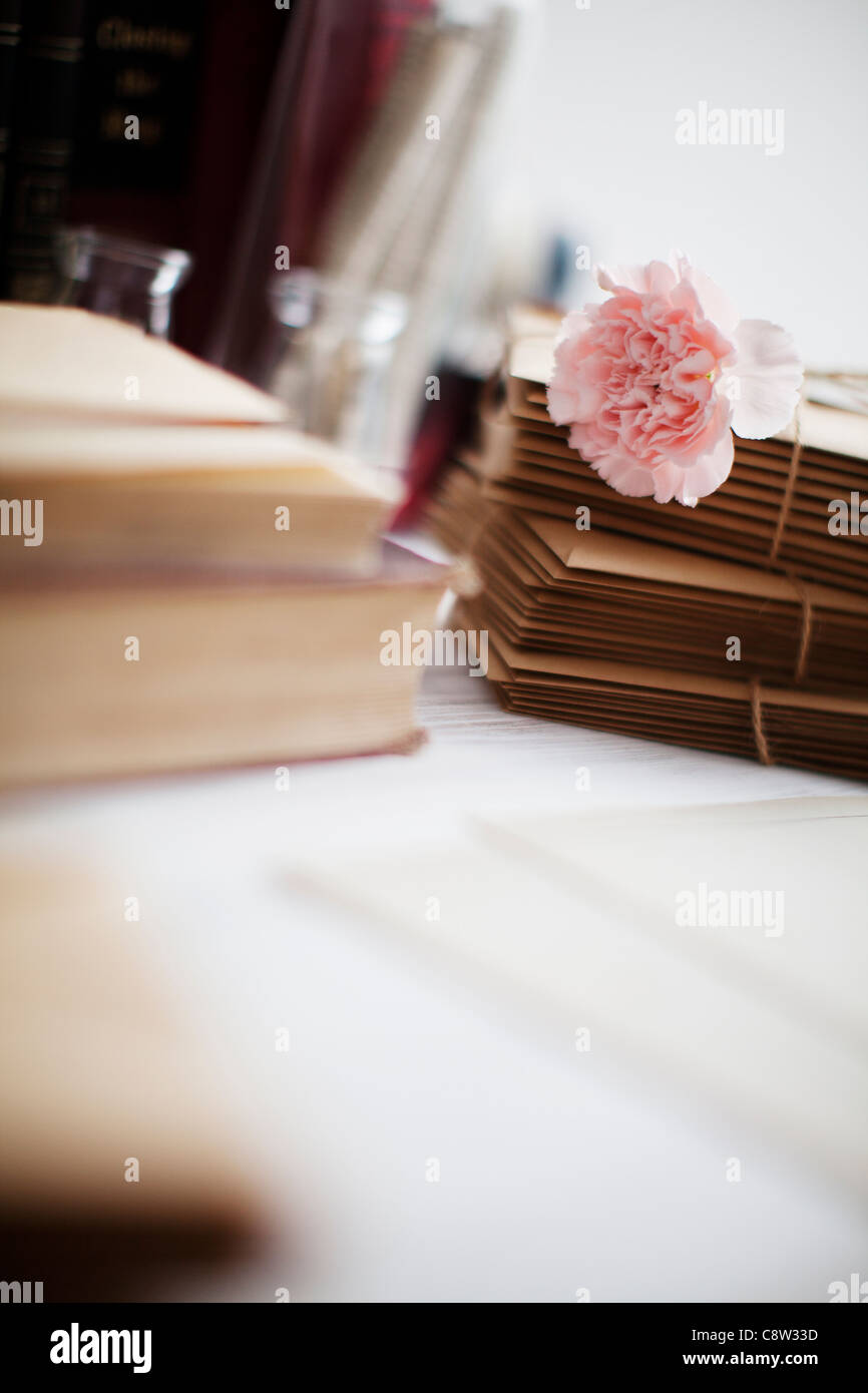 Flowers With Books Stock Photo - Alamy