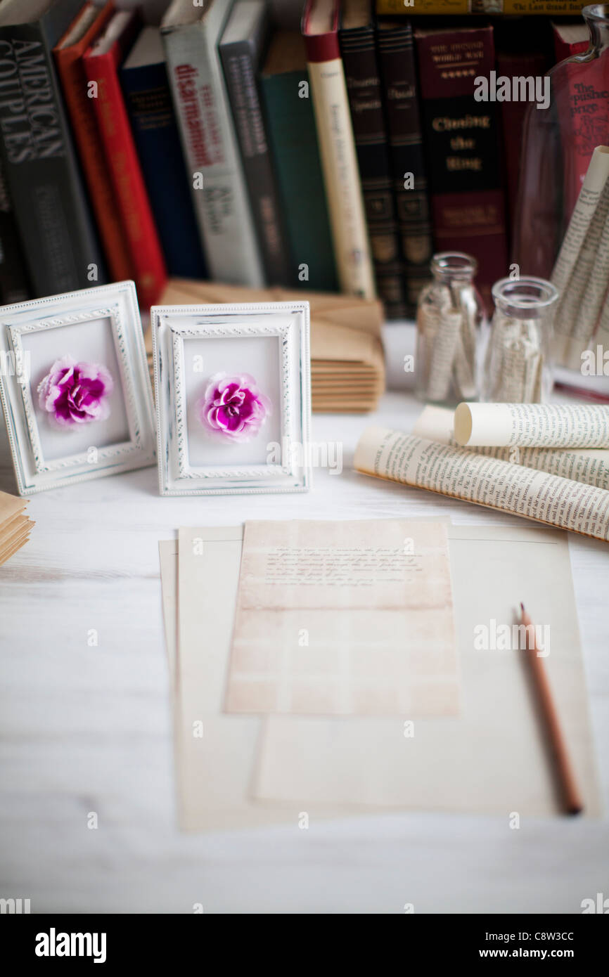 Flowers With Books Stock Photo - Alamy