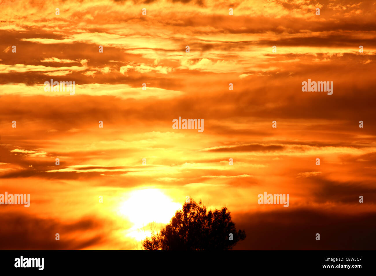 dramatic sunset sky with bizarre dlouds Stock Photo - Alamy