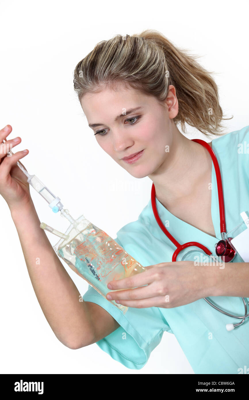 A nurse checking a perfusion Stock Photo - Alamy