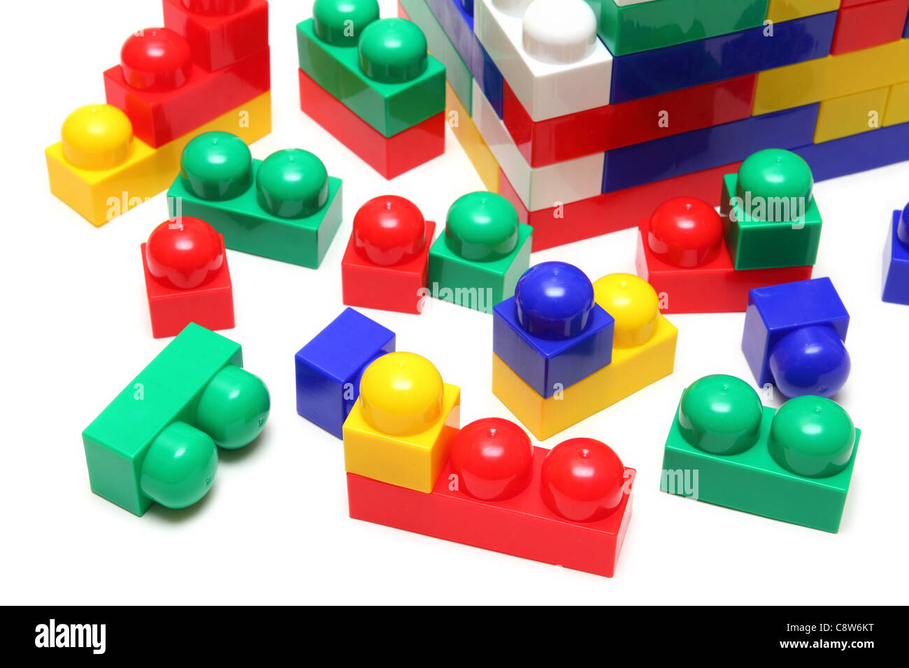 building house of blocks - meccano toy Stock Photo - Alamy