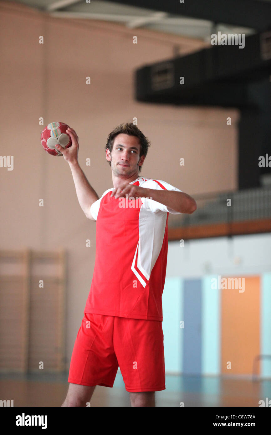 Man playing handball Stock Photo - Alamy