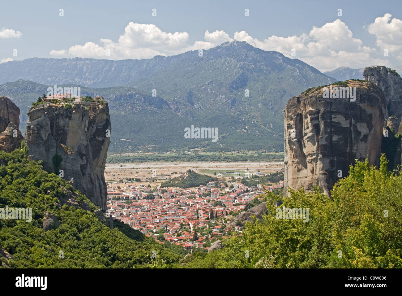 Kalampaka Town as seen between two impressive rocks of the monastery ...