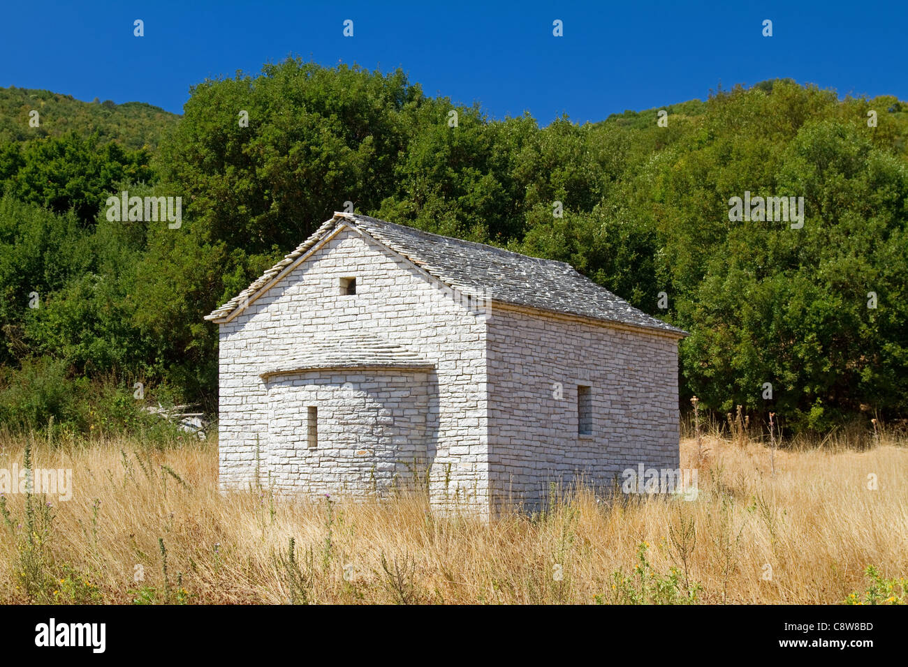 A little church made of stones near the village of Pedino, Zagori area ...