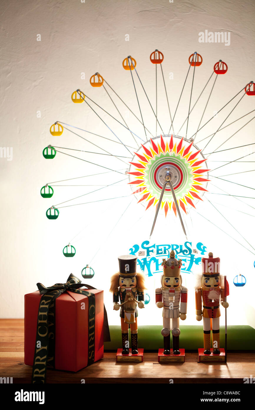 Ferris Wheel, Gift Box And Christmas Nutcracker Stock Photo - Alamy