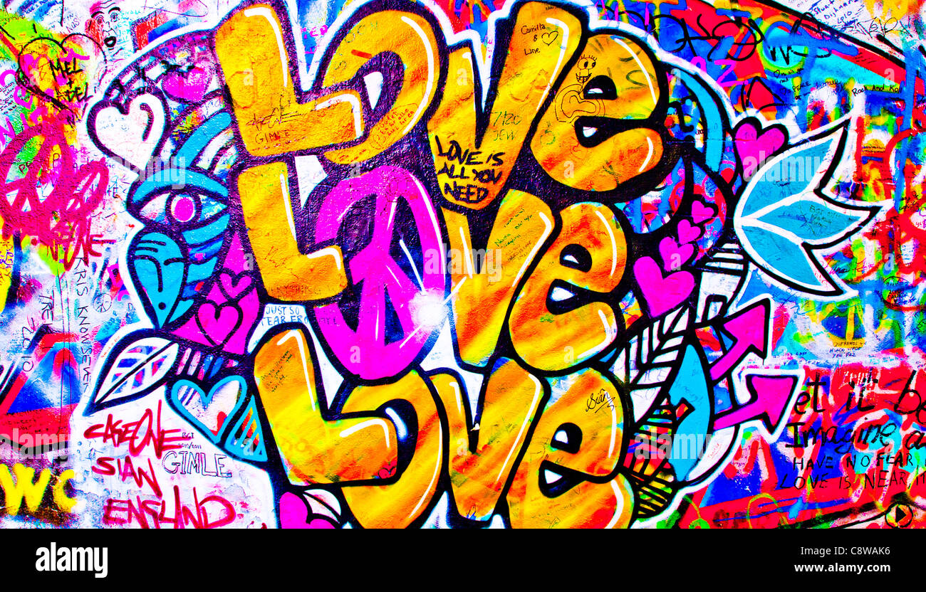John Lennon Graffiti wall in Prague Stock Photo - Alamy