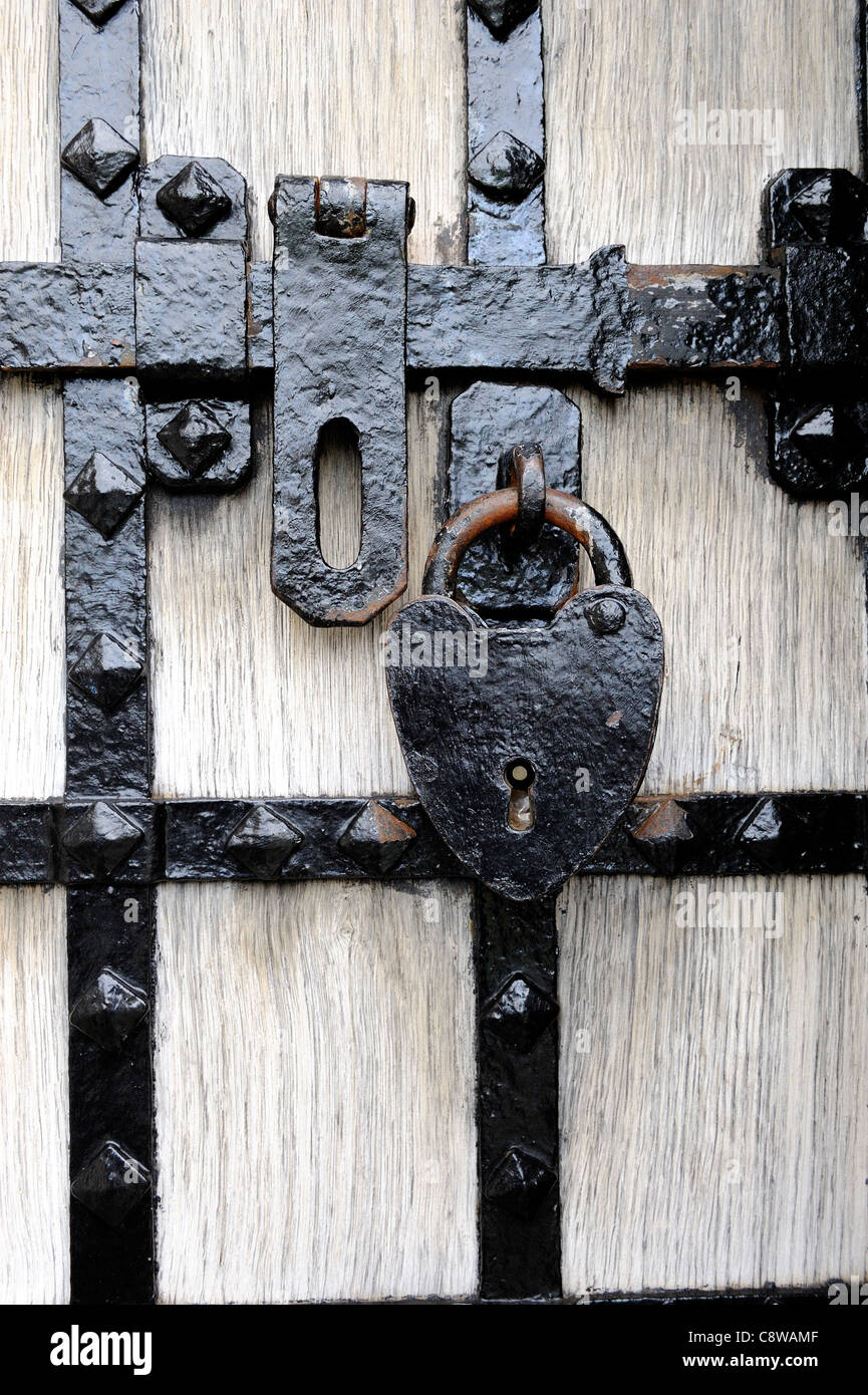 medieval padlock on a door in Caernarfon castle gwynedd north wales ...