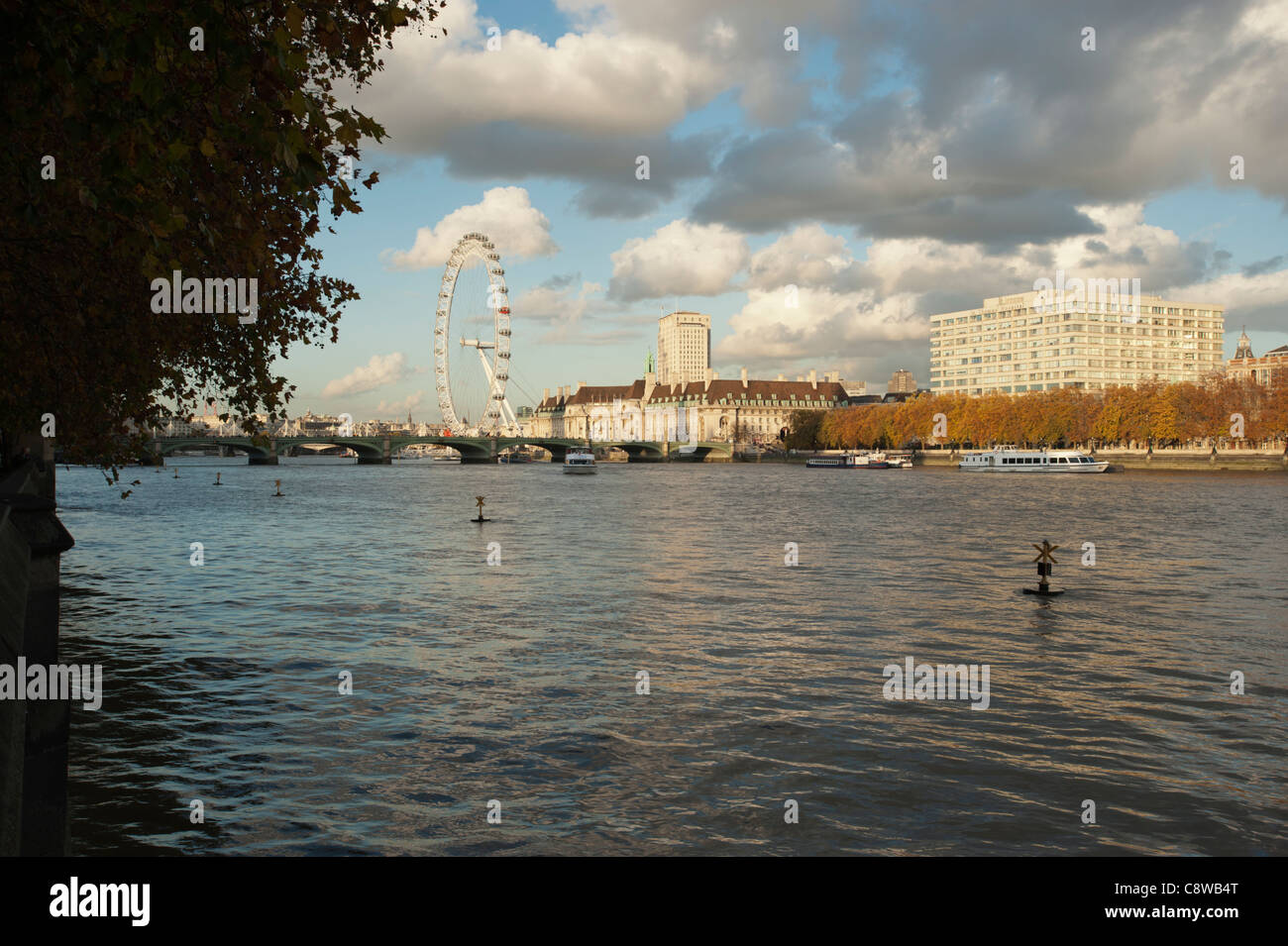 The River Thames in London, England, Showing the London Eye, County ...