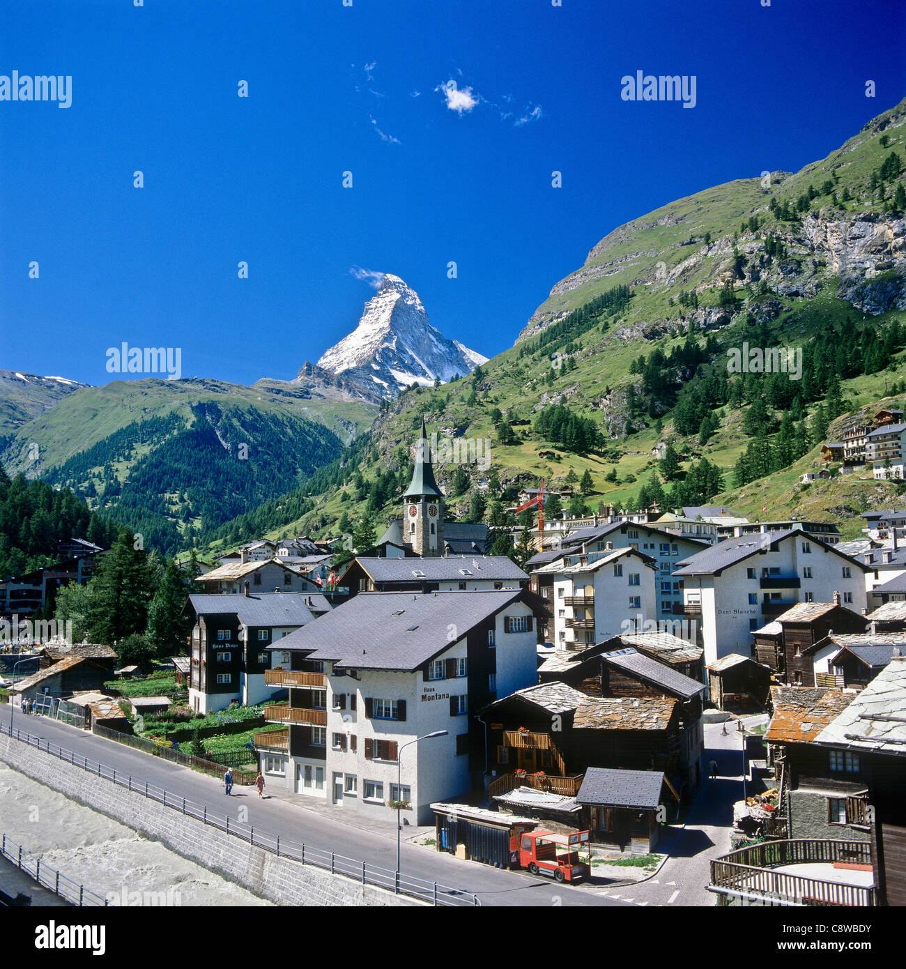 Zermatt town and Matterhorn Valais Switzerland Stock Photo - Alamy