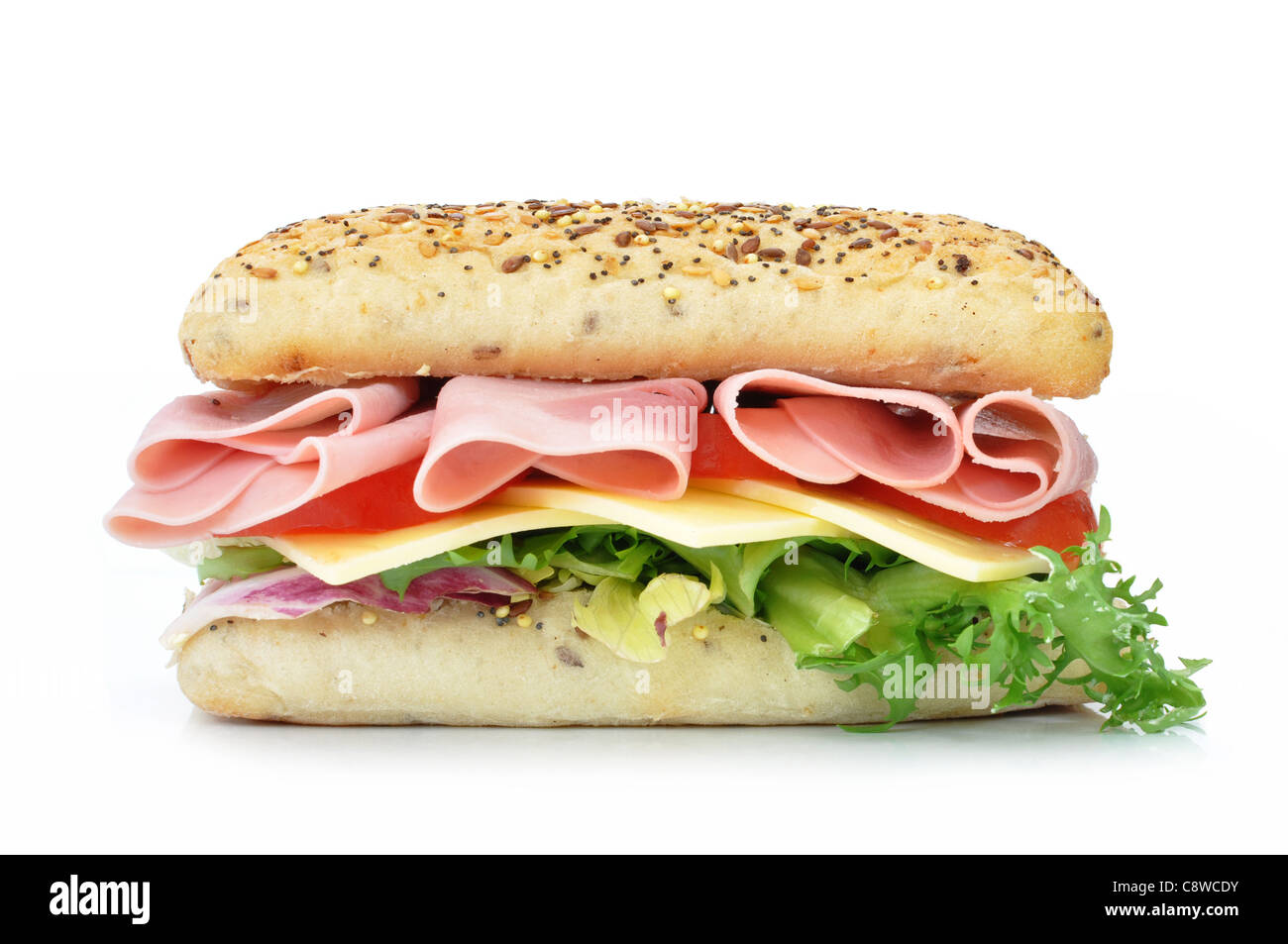 Large sub sandwich isolated on white Stock Photo - Alamy