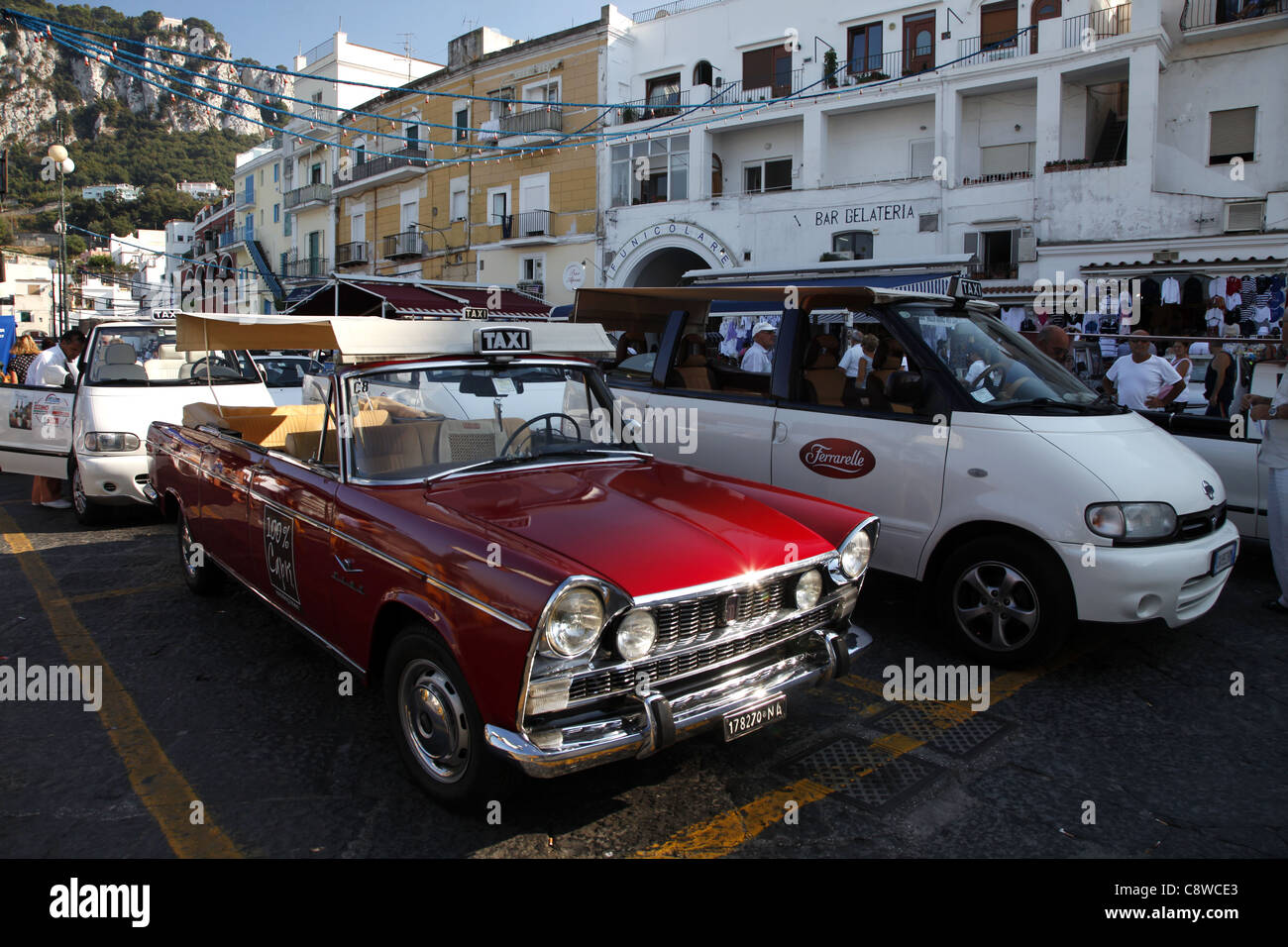 CLASSIC RED FIAT 1600 OPEN TAXI MARINA GRANDE ISLAND OF CAPRI ITALY 17 ...