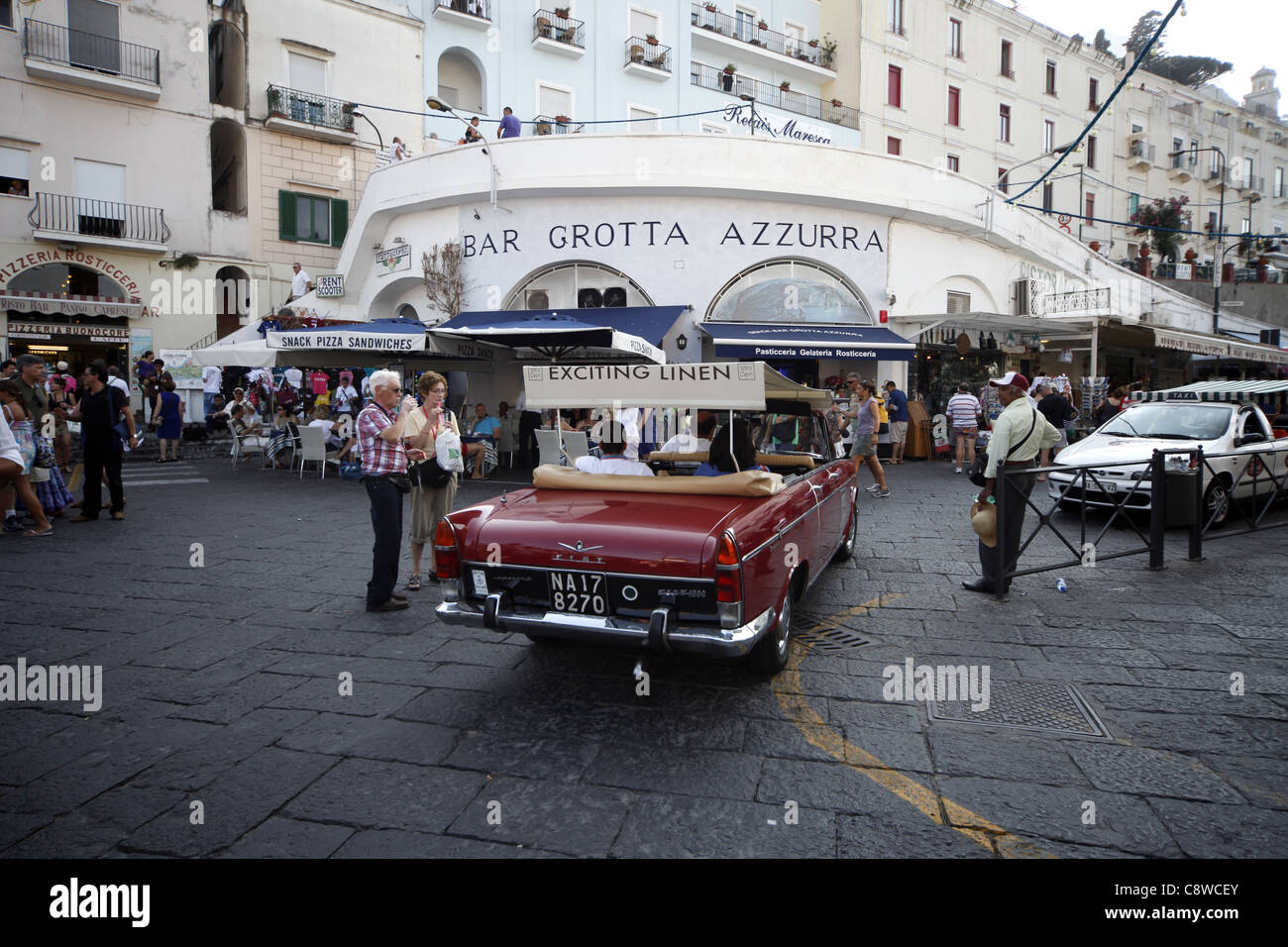 CLASSIC RED FIAT 1600 OPEN TAXI MARINA GRANDE ISLAND OF CAPRI ITALY 17 ...