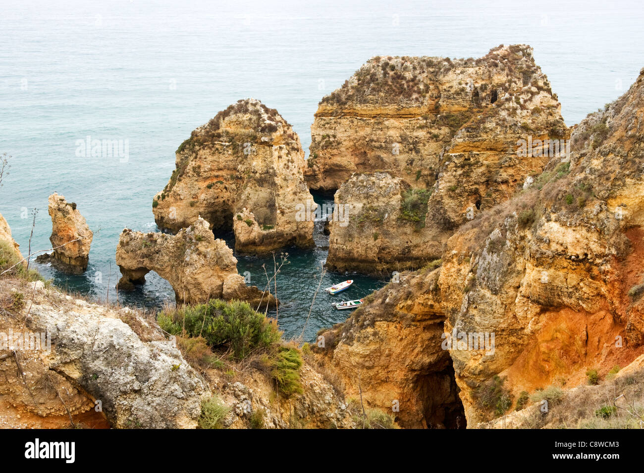Portugal , Algarve , Lagos , Ponta da Piedade , cliffs & sea seascape ...