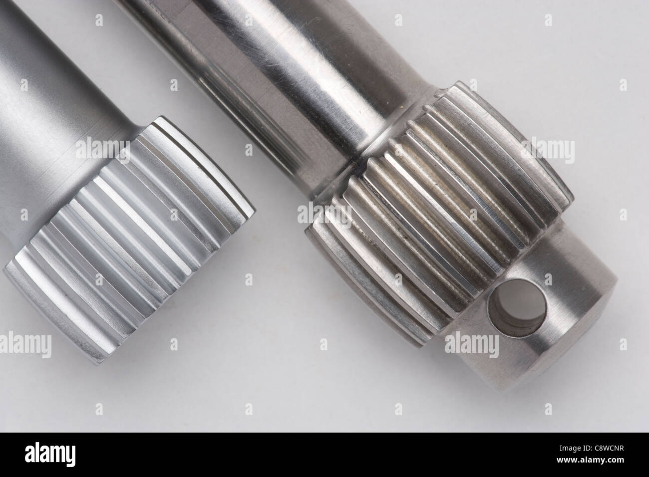 barrel cut gear shafts used for aircraft flap controls Stock Photo - Alamy