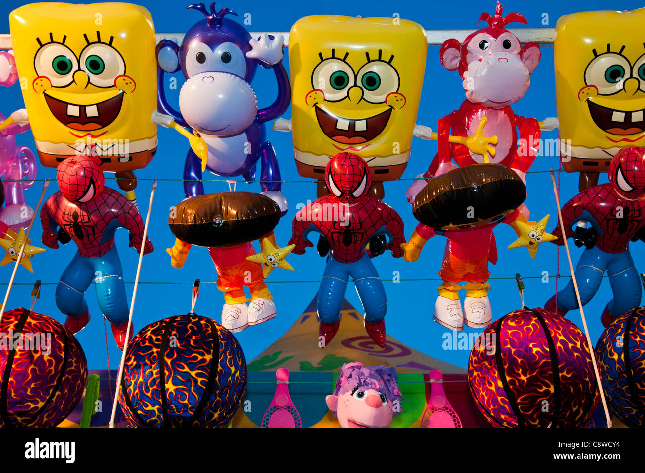Prizes dangling above a game at the 2011 Virginia State Fair in ...
