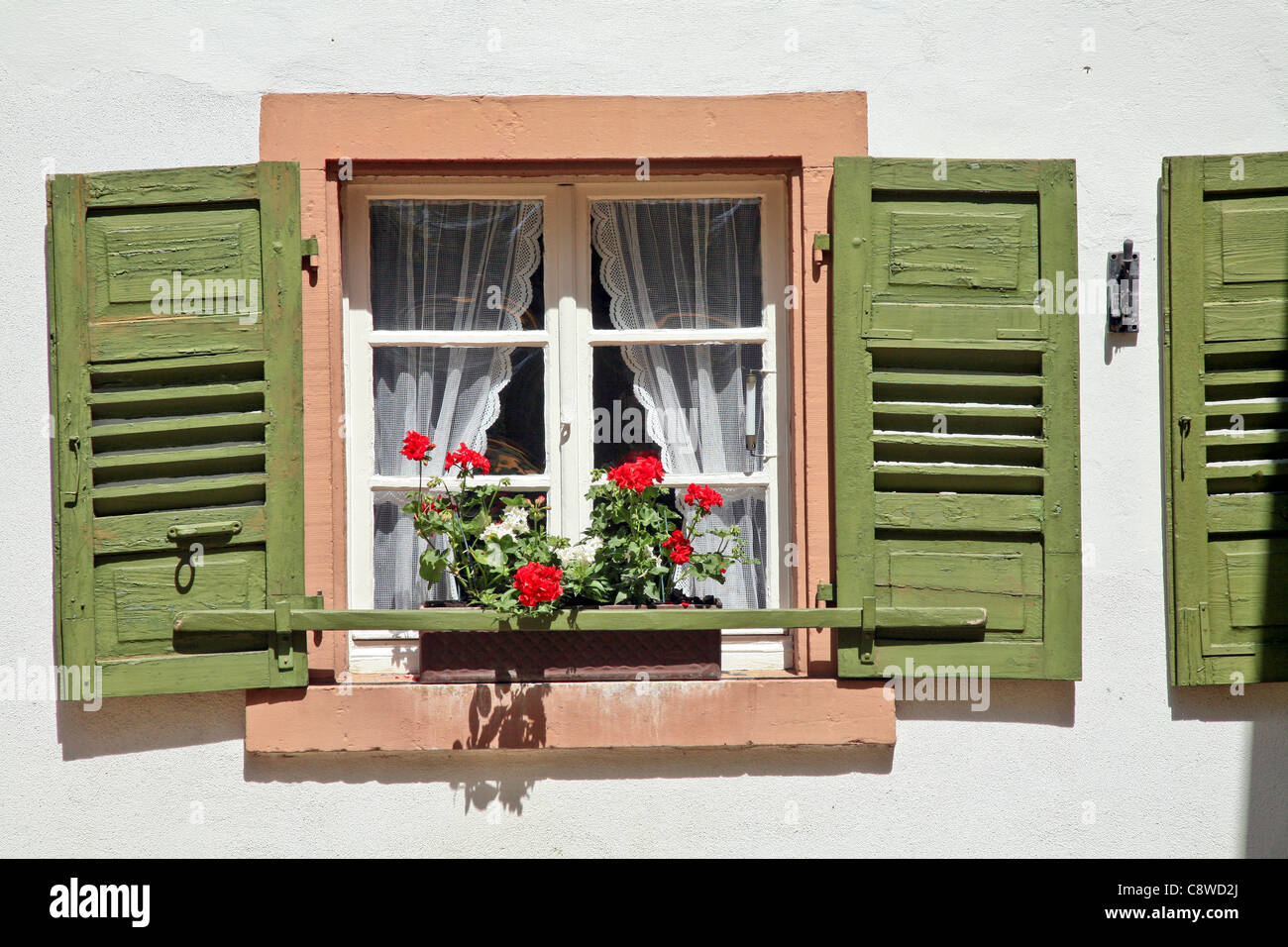 Decorated Farm House Window with Flowers in the Black Forest ...