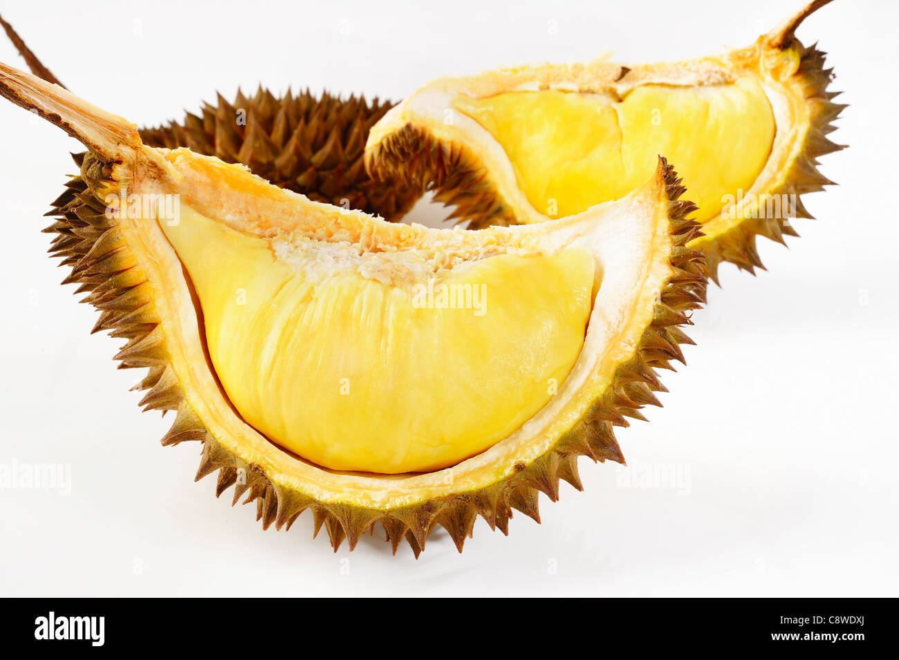 ripe durian on white background Stock Photo - Alamy