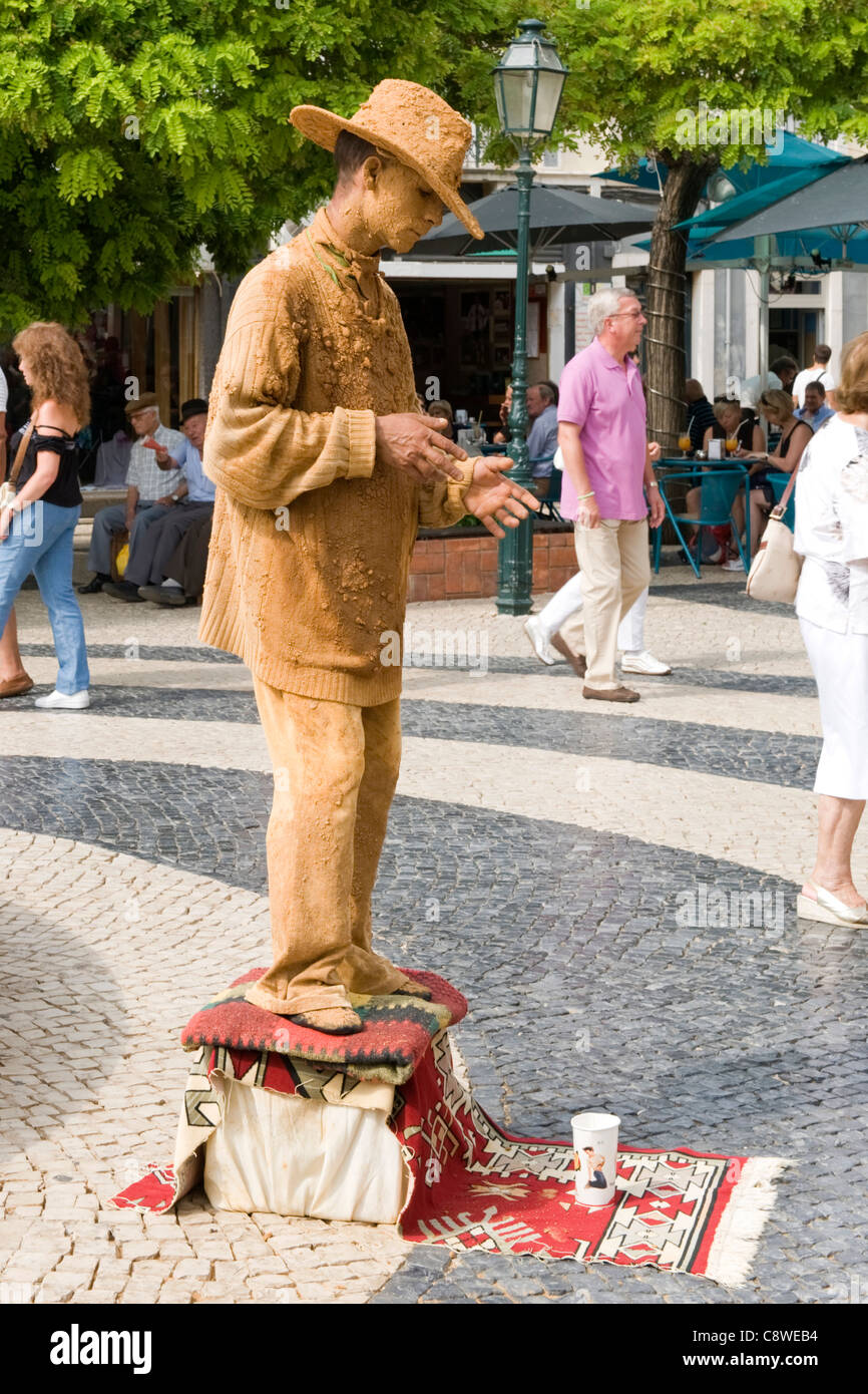Portugal Algarve Lagos main square old town mime artist dressed as ...
