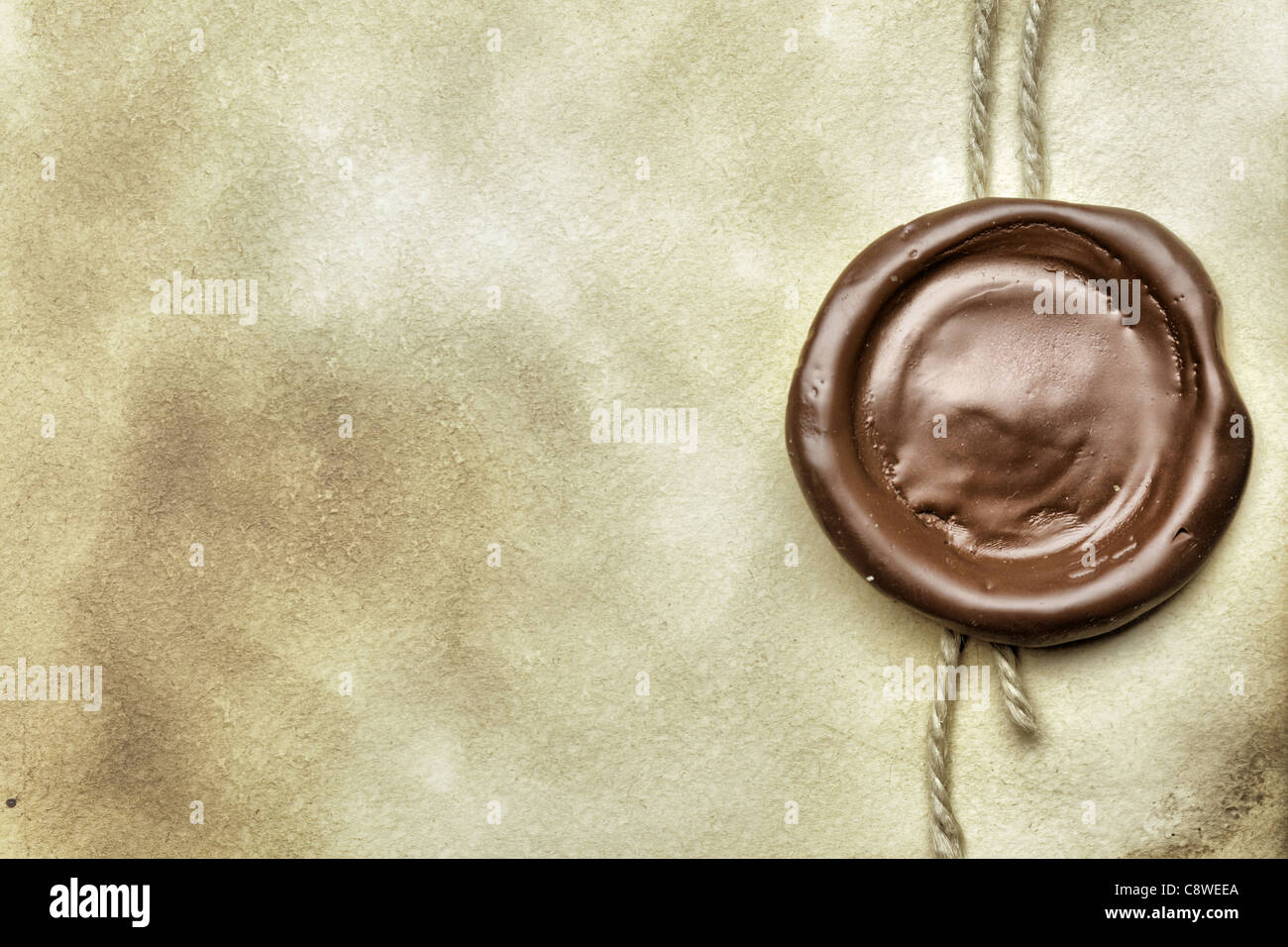 Old paper with wax seal close up Stock Photo - Alamy