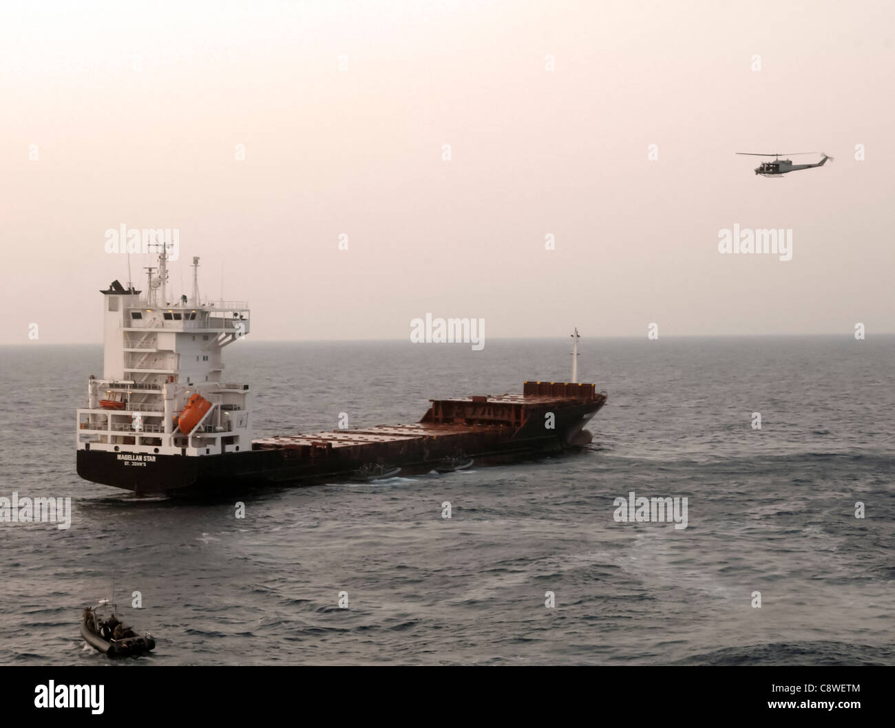 USS Dubuque (LPD 8), board the motor vessel M/V Magellan Star during a ...