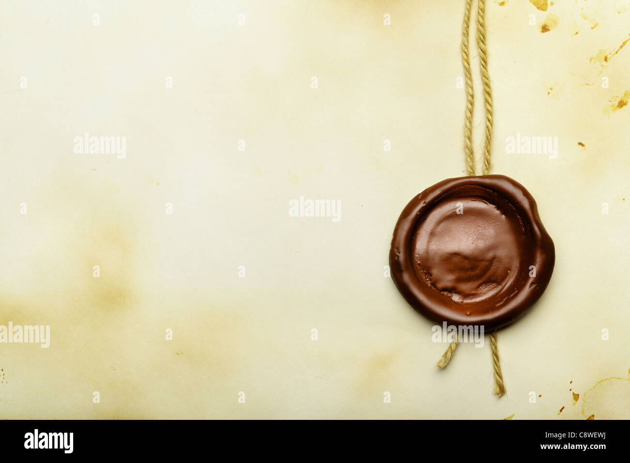 Old paper with wax seal close up Stock Photo - Alamy