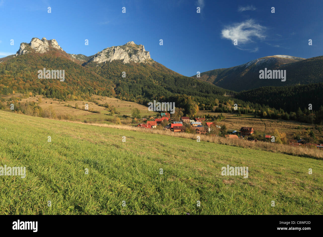 View of Velky Rozsutec from the meadows near Stefanova at the Vratna ...