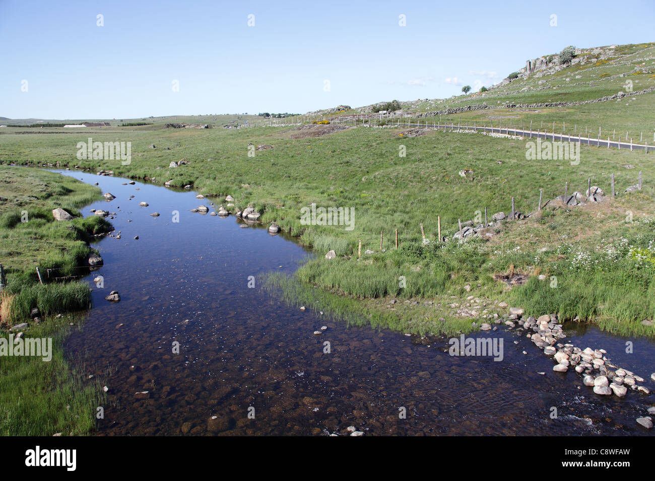 Rural Scene with stream and fields, France, May 2011 Stock Photo - Alamy