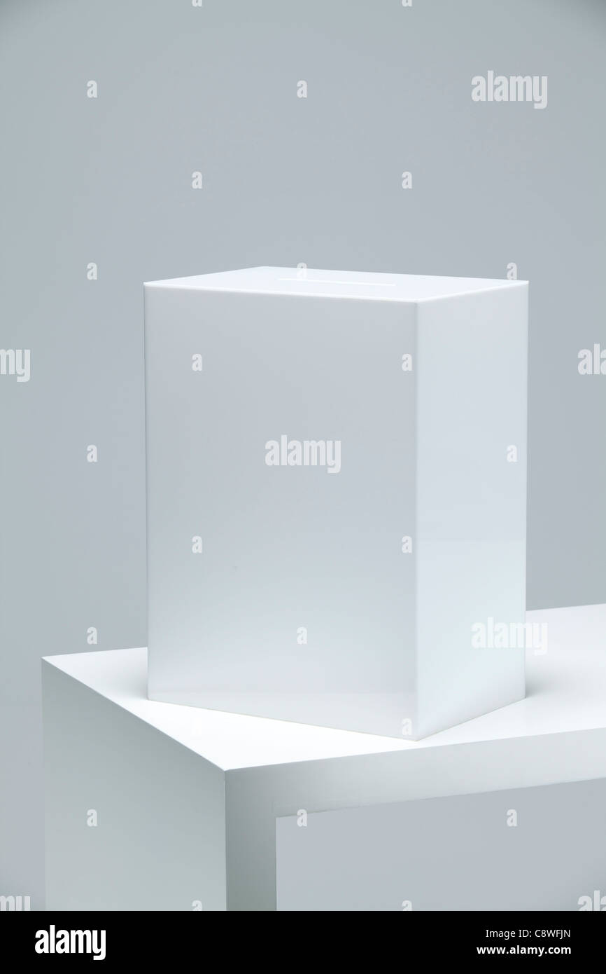 White Ballot Box On Desk Stock Photo - Alamy