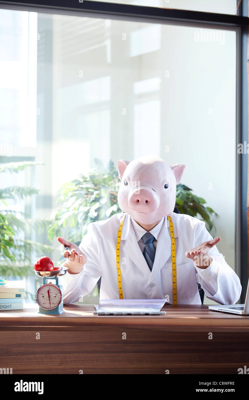 Pig At Desk