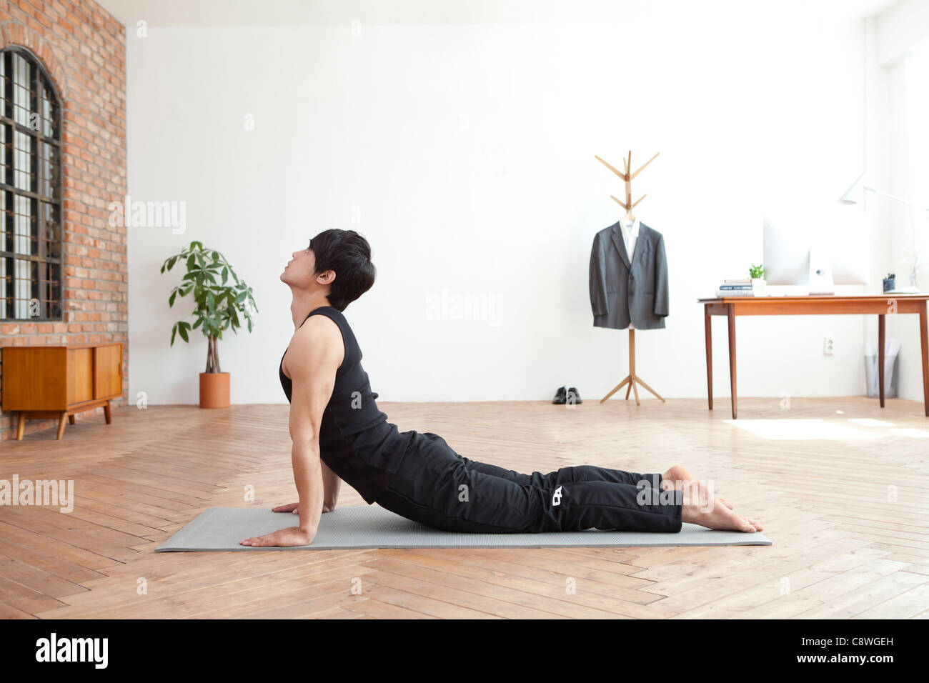 Asian Man Doing Exercise Stock Photo - Alamy