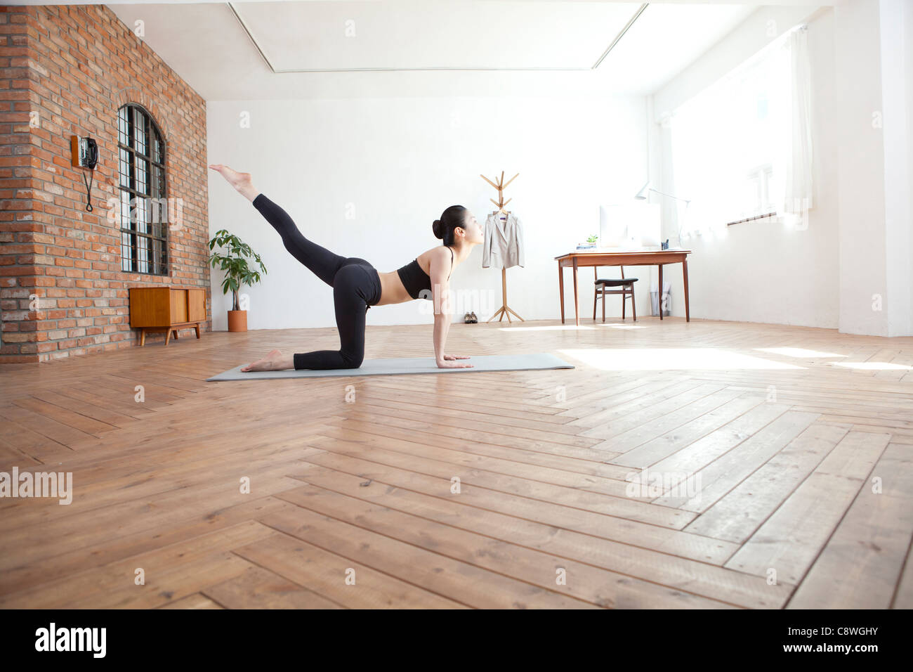 Asian Woman Doing Exercise Stock Photo - Alamy