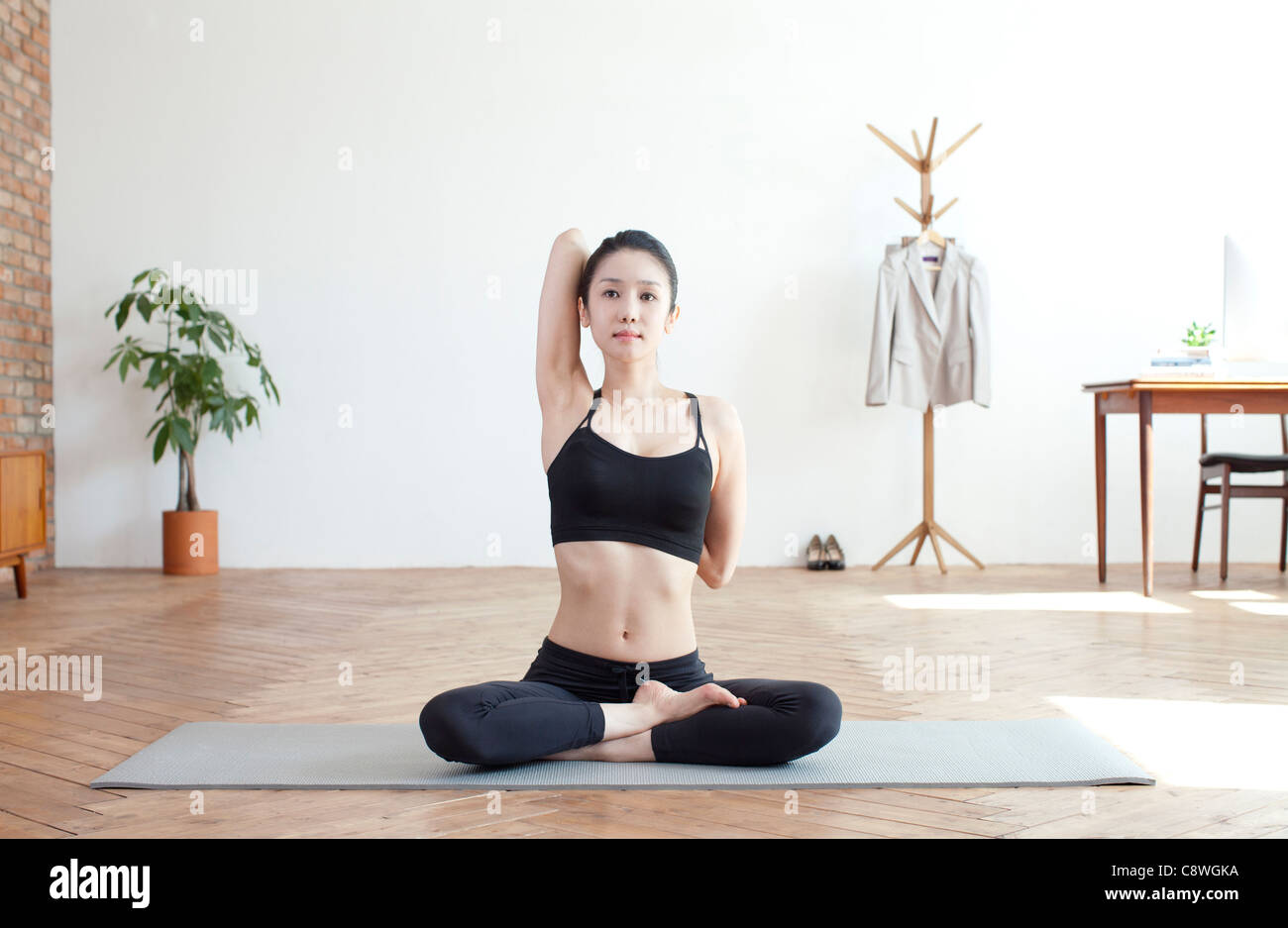 Asian Woman Doing Exercise Stock Photo - Alamy