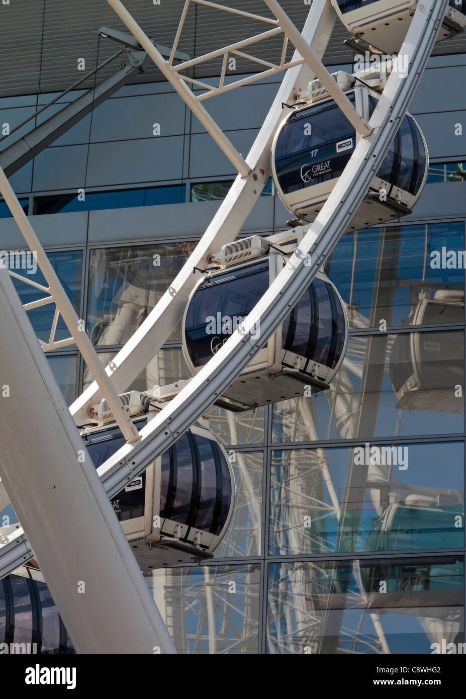 Detail of The Wheel of Manchester a large transportable Ferris wheel in ...