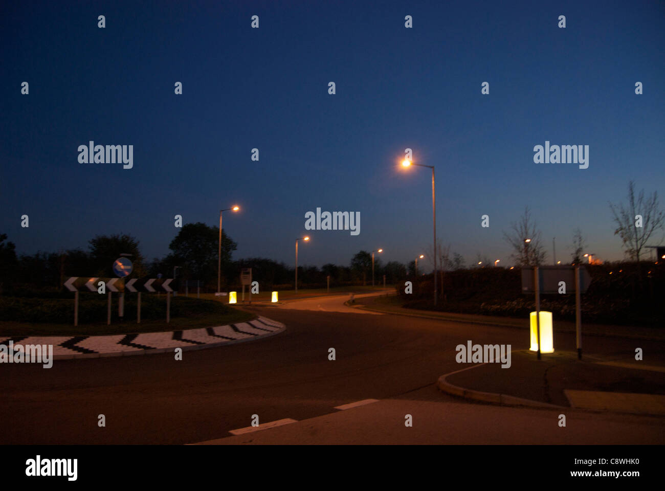Urban view at night under streetlights Stock Photo - Alamy
