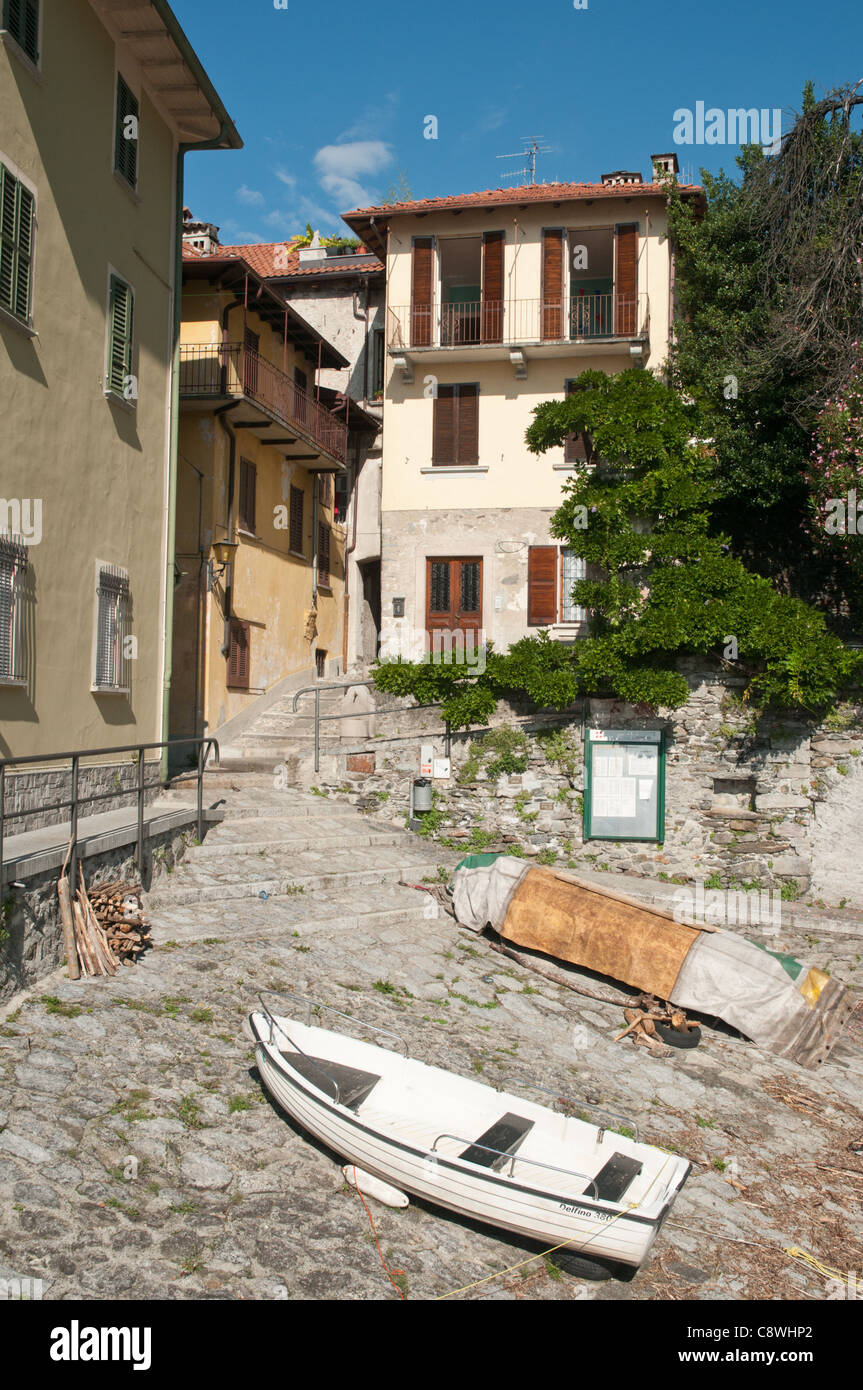 The small harbour at Cannero Riveria, Lake Maggiore, Italy Stock Photo ...